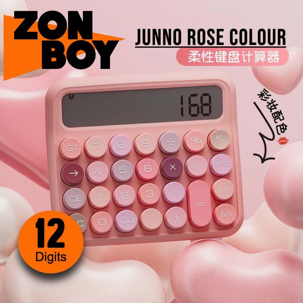 Dopamine Blush Rose Color Pink Digital Junno Calculator 12 Digit Large ...