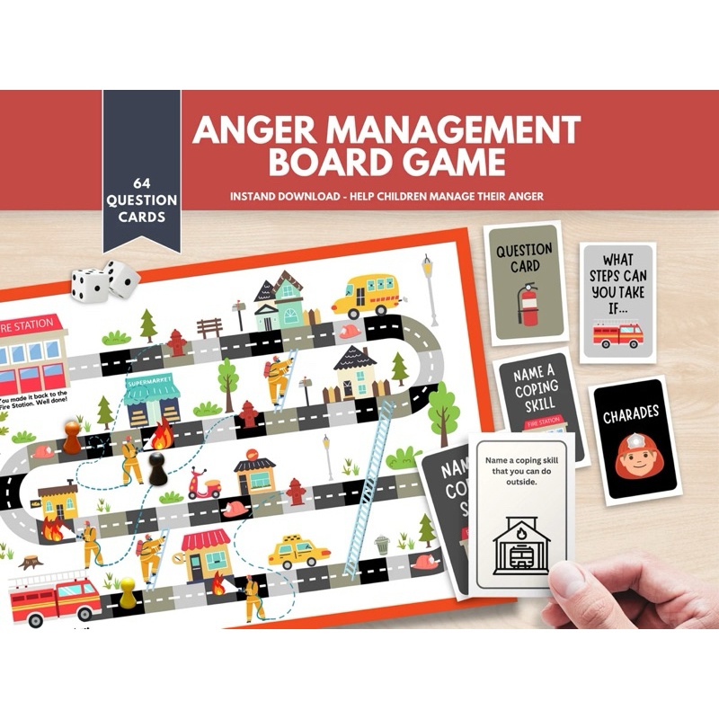 Anger Management Workbook for Kids, Anger Therapy Game for Kids ...