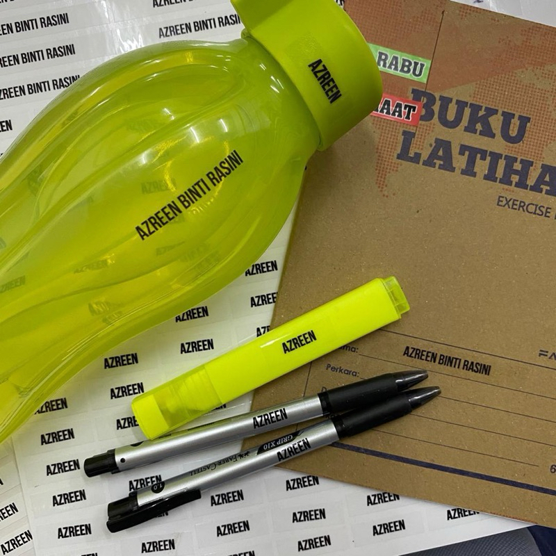Pelekat Nama Transparent Tulisan Hitam/Sticker Nama Buku Pelajar ...