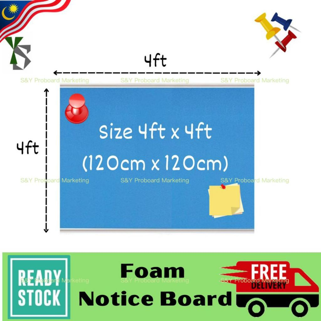 Papan Notis Foam / Foam Notice Board Size 4x4 ft (Blue) | Shopee Malaysia