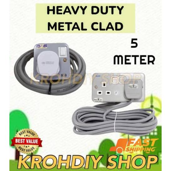 Single/Double Heavy Duty Metal Clad 13A Switch Socket Extension ...
