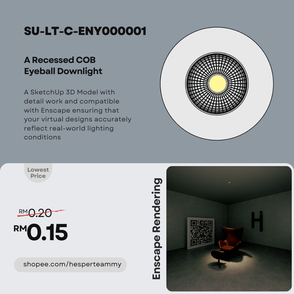 (Enscape Ready) SketchUp 3D Model - Recessed COB Eyeball Downlight 24 ...