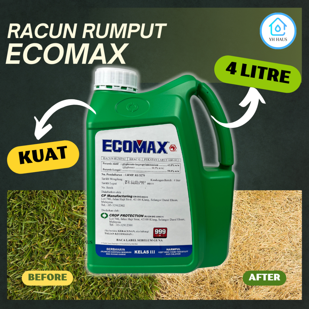 4L ECOMAX Glyphosate 41% Weed Killer (Racun Rumput Lalang/Ubat rumput ...