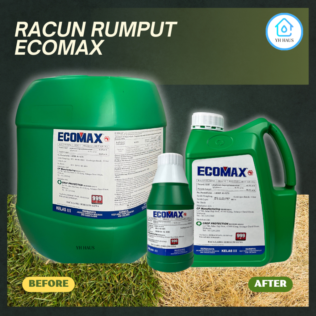 4L ECOMAX Glyphosate 41% Weed Killer (Racun Rumput Lalang/Ubat rumput ...