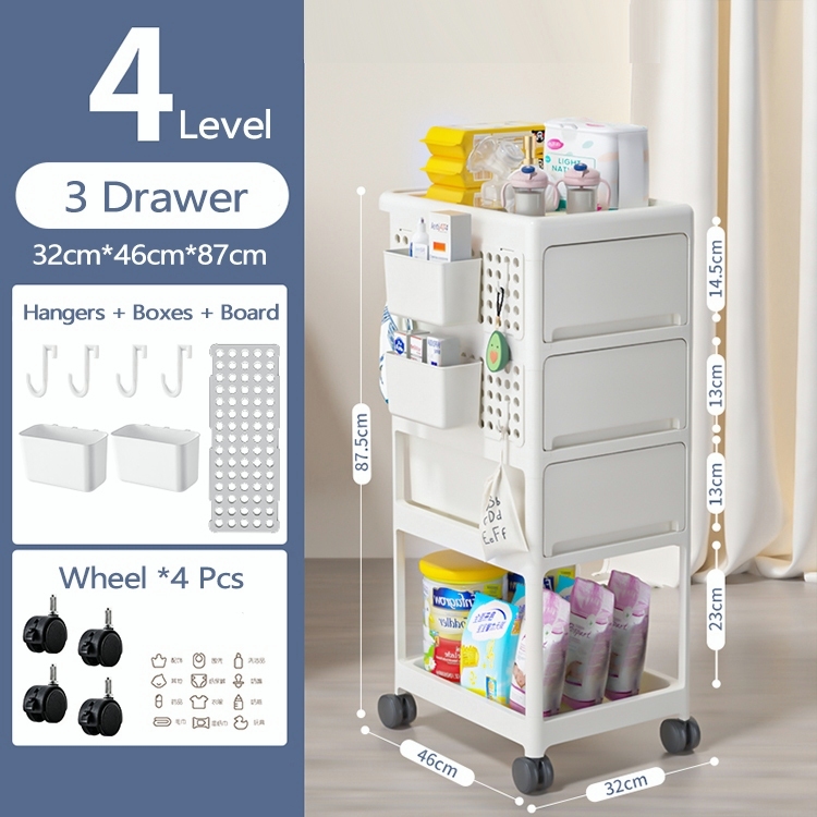 COD 2/3/4 Layers Multipurpose Storage Rack Trolley With Wheels Maternal ...