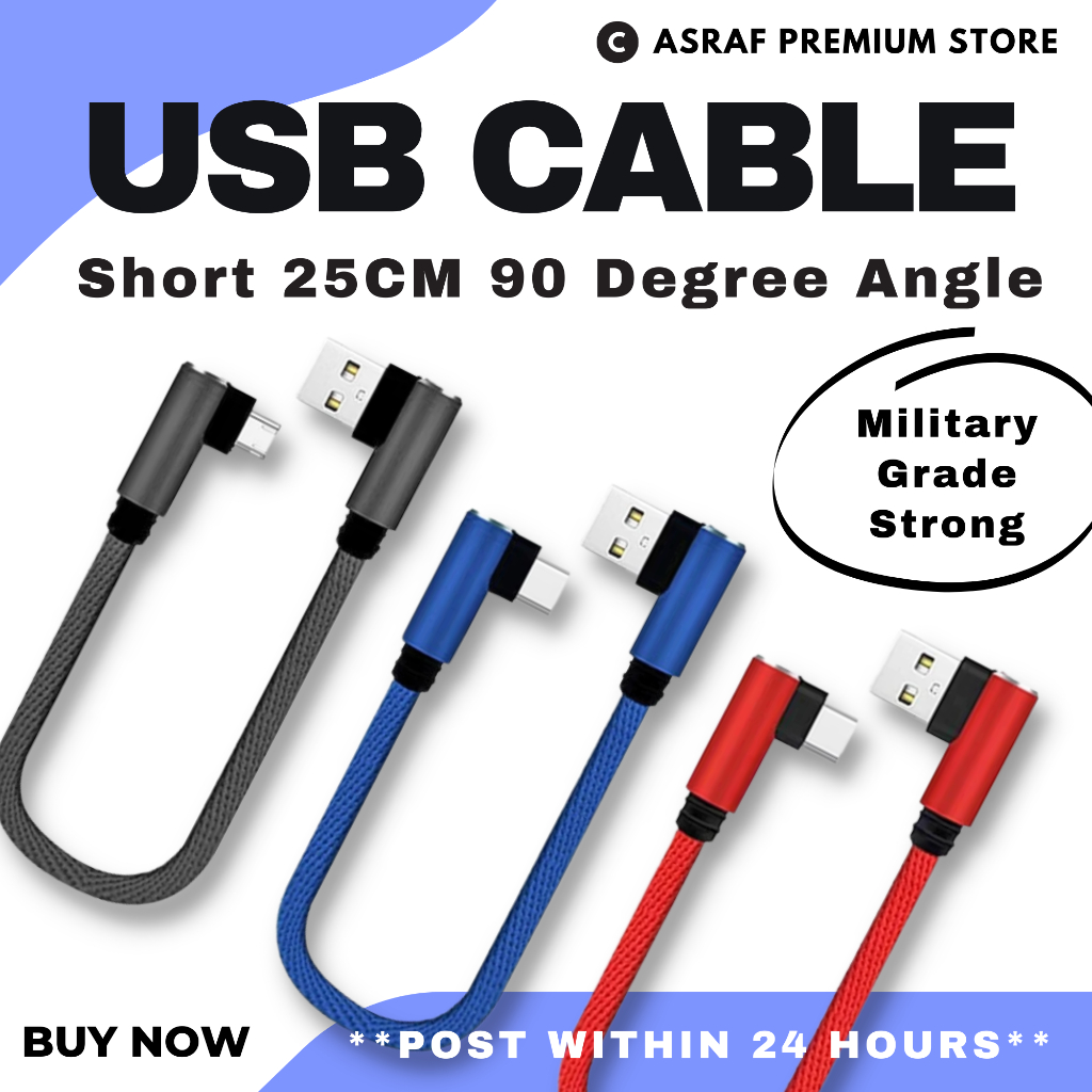 [Post 24H] USB Type C Short Cable 90 Degree Phone Charger Cord Mini ...