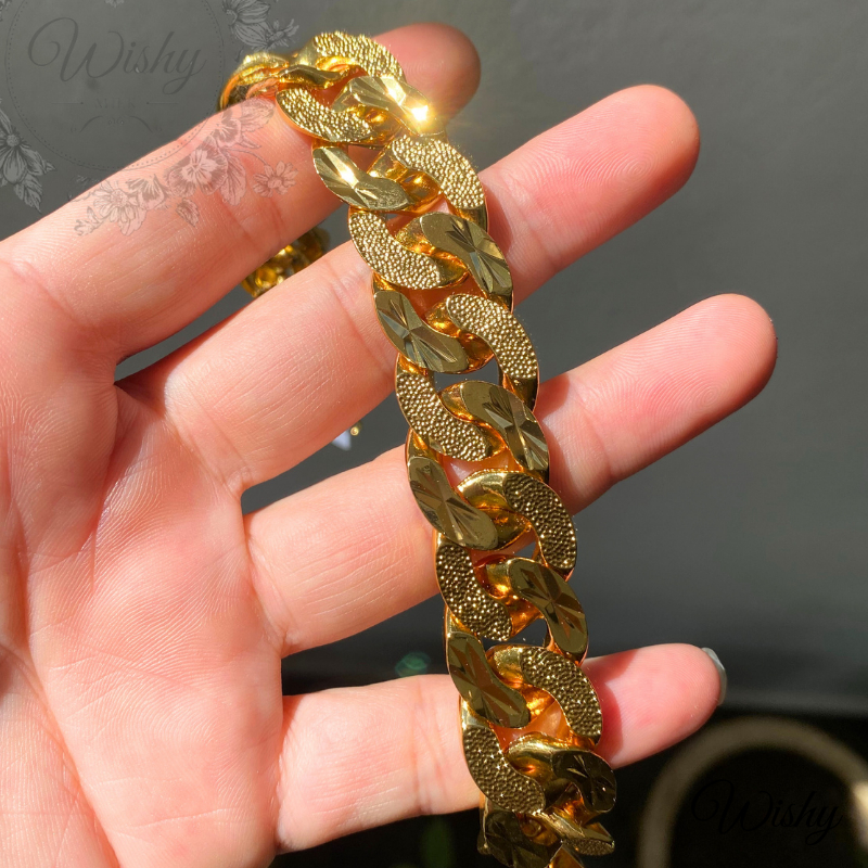 Gelang Benson Rantai Emas Suasa Bunga Lipan Tebal Benson Wide Suasa ...