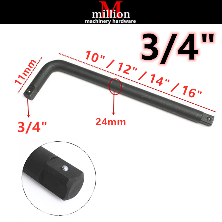 Heavy Duty 3/4" Non-Slip L Handle L Type Socket Bent Extension Bar L ...