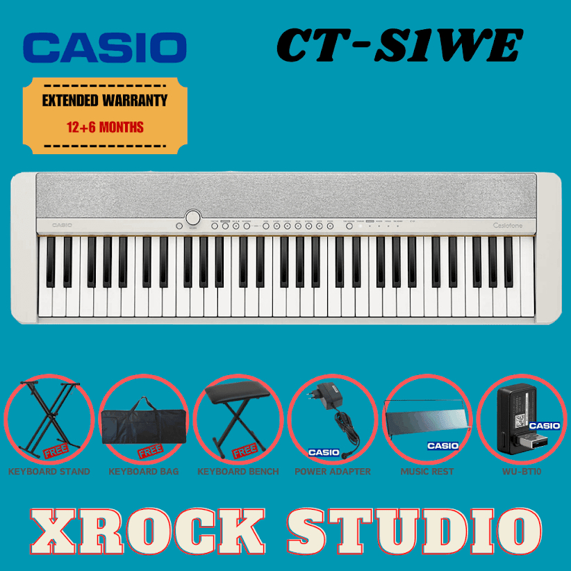 Casio CT-S1 61-key Portable Keyboard w/Keyboard Stand And WU-BT10 ...