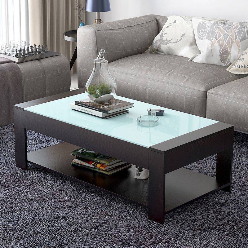 Tempered glass coffee table small apartment square simple economical ...