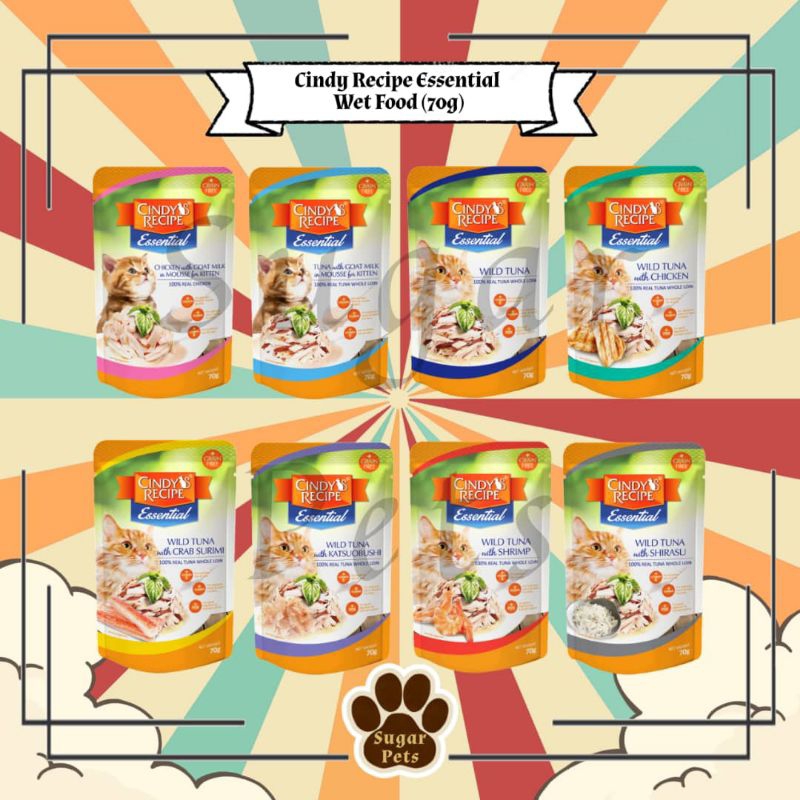 (Ready Stock) Cindy's Recipe Essential Wet Cat Food Pouch 70G (8 ...