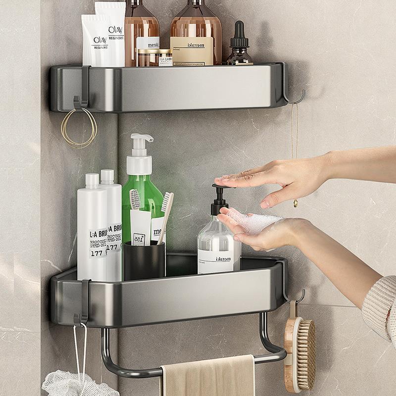 Hole Free Wall Mounted Corner Bathroom Storage Shelf Multi-Layer ...
