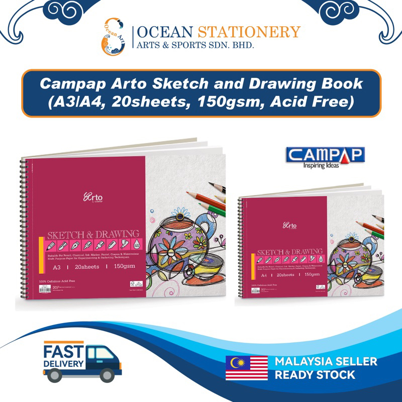 Campap Arto Sketch and Drawing Book A3/A4 150gsm | Shopee Malaysia
