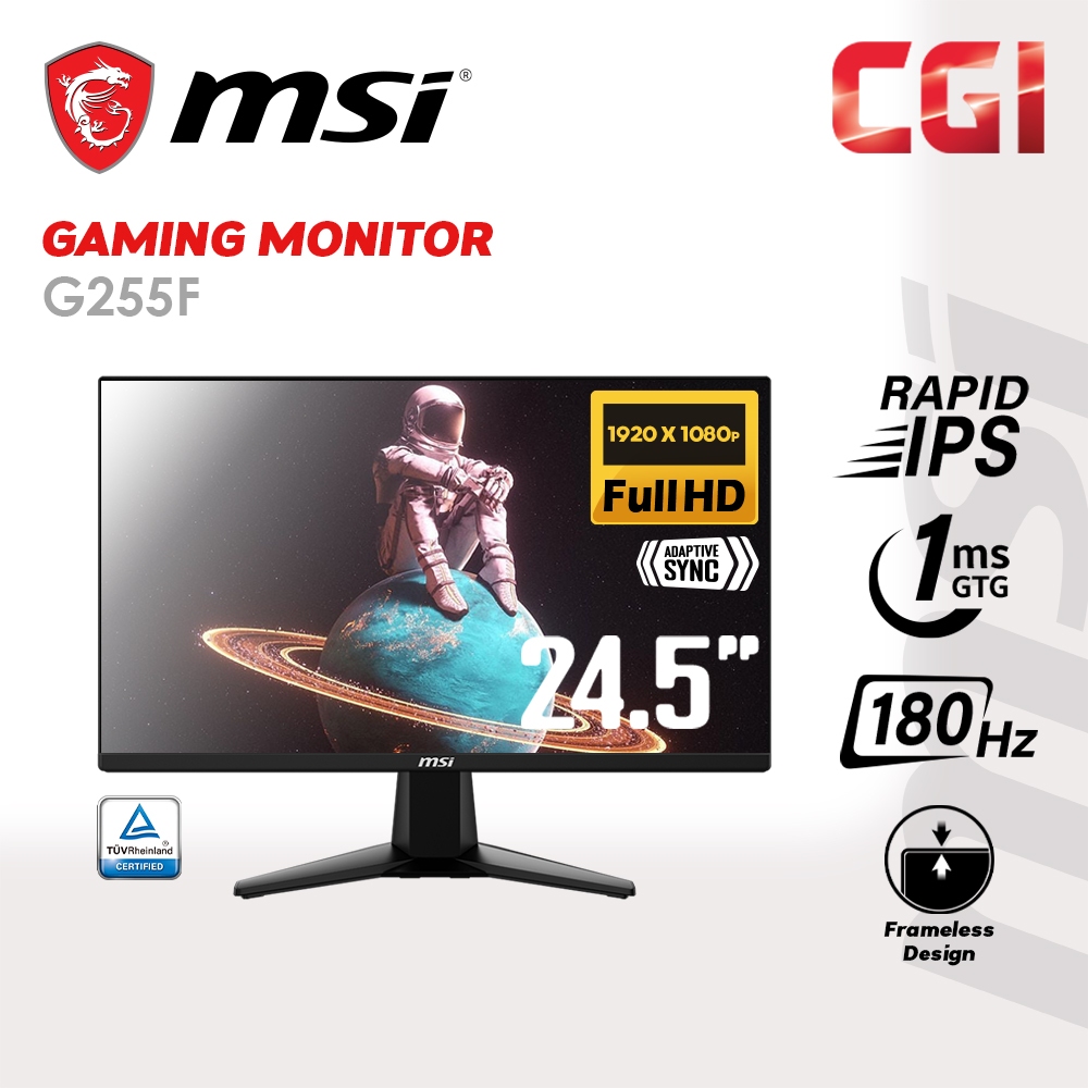 MSI 24.5" G255F Rapid IPS FHD 180Hz 1ms Adaptive Sync Frameless Gaming Monitor | Shopee Malaysia