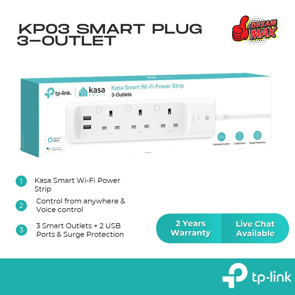 TP-Link Kasa KP303 3 Outlets Wifi Smart Strip Power Extension Plug ...