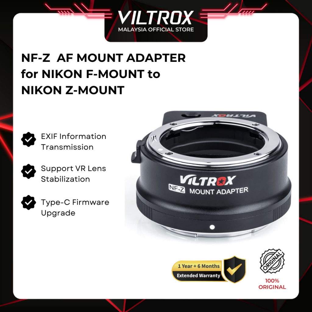 VILTROX NF-Z AF MOUNT ADAPTER for NIKON F-MOUNT to NIKON Z-MOUNT ...