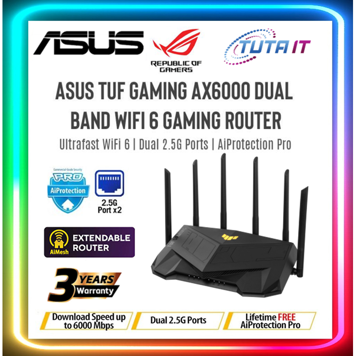 ASUS TUF-AX6000 Wi-Fi 6 TUF Gaming Router AX6000 AiMesh Extendable ...