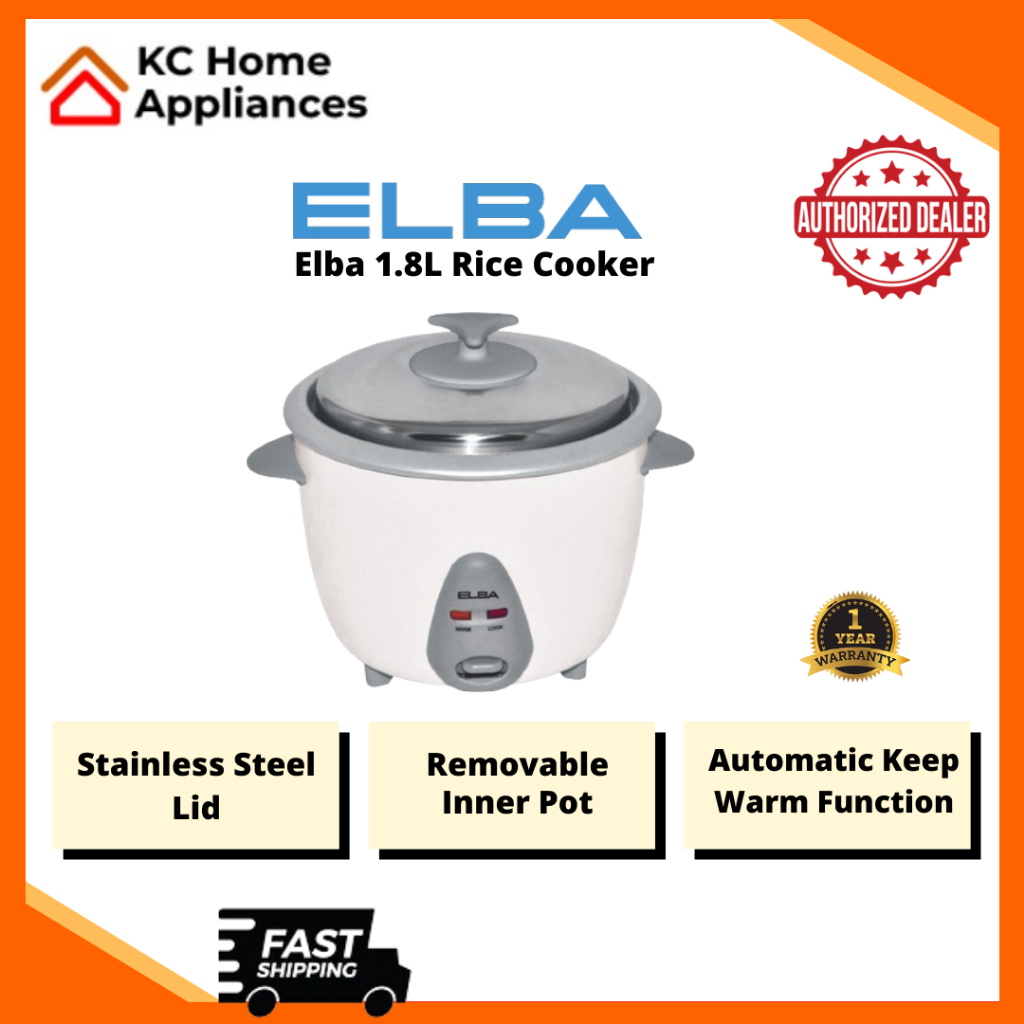 Elba 1.8L Traditional Rice Cooker | 700W | Stainless Steel Lid | Easy ...