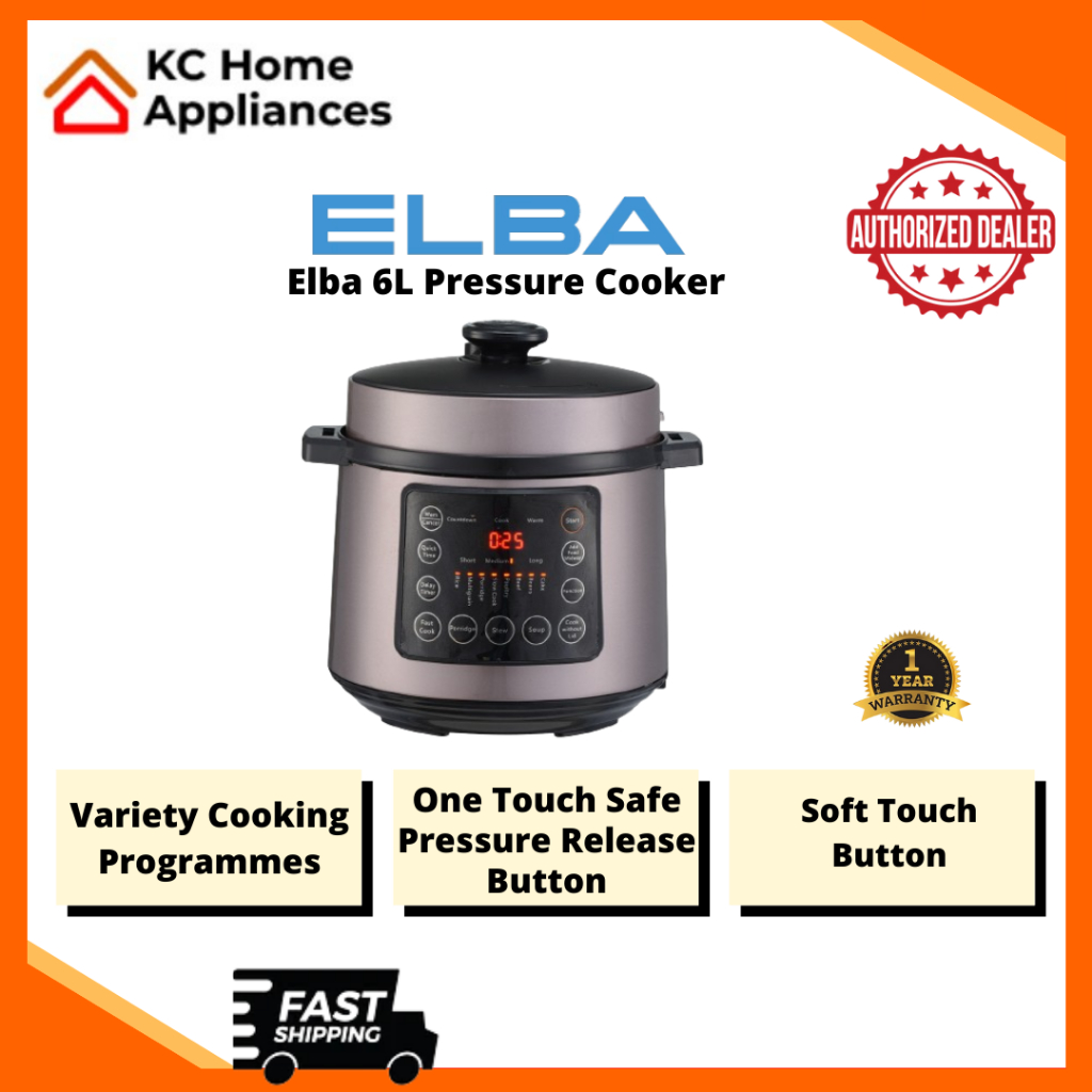 Elba 6L Pressure Cooker | 1000W | 10 Cooking Programs | Pressure ...