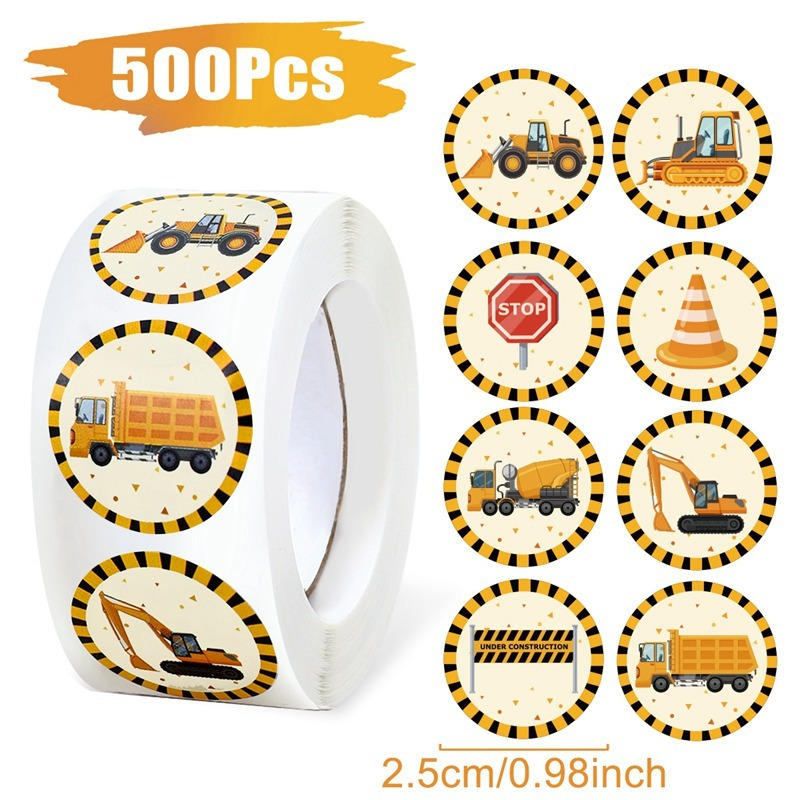 500pcs Construction Vehicle Lorry Stickers Thank You Stickers Happy ...