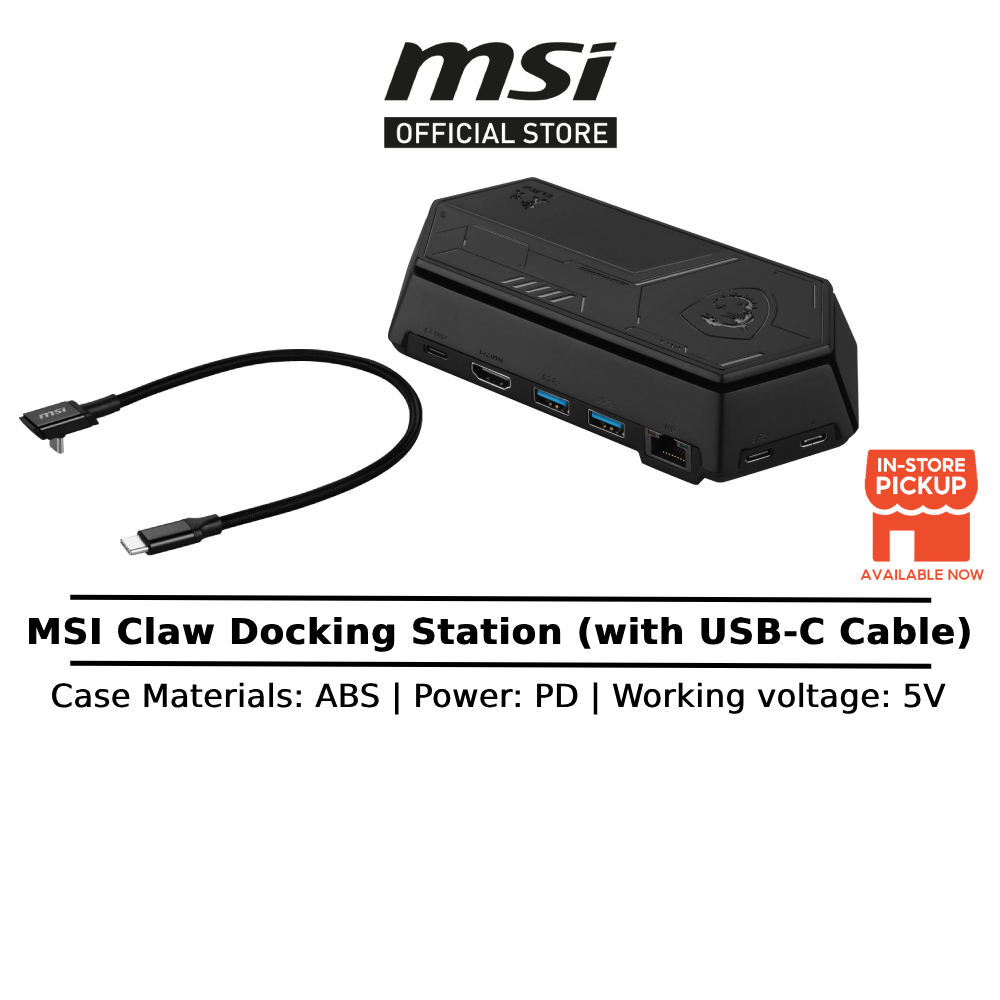 MSI Claw Docking Station with USB-C Cable (Case Materials: ABS / Power: PD /Working voltage: 5V ...