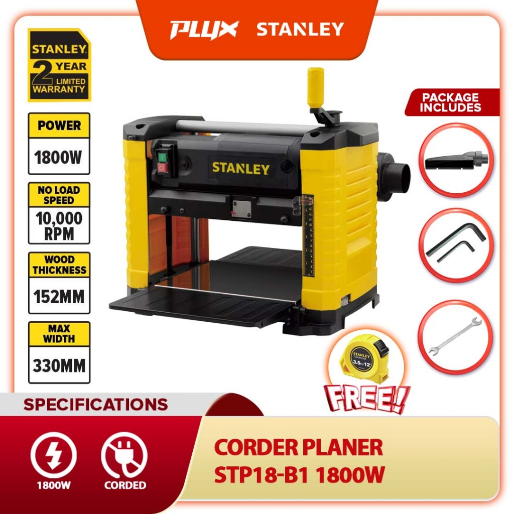 STANLEY STP18 CORDED PORTABLE TABLE WOOD PLANER 1800W 13" 330MM ( STP18-B1 ) | Shopee Malaysia