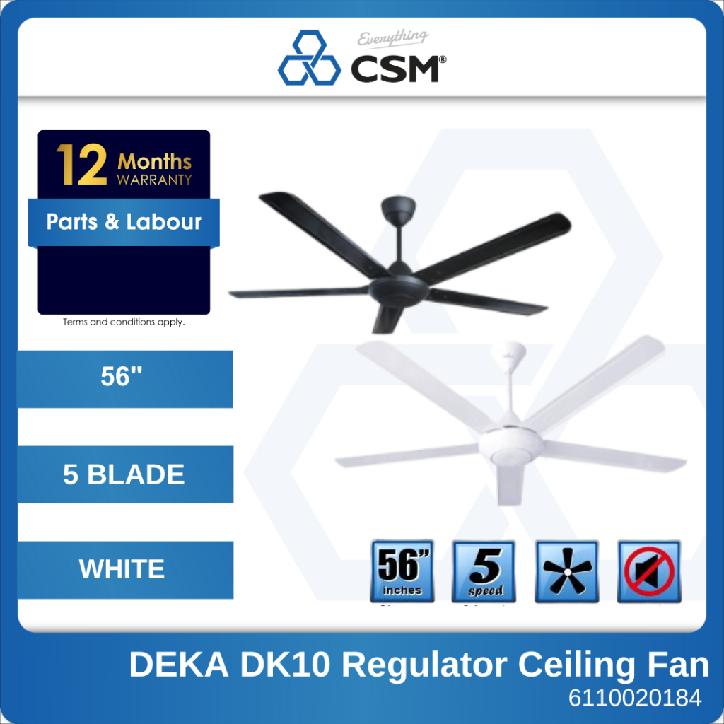 DEKA 56″ Black White 5Blade DK10-Regulator Ceiling Fan 240V | Shopee ...