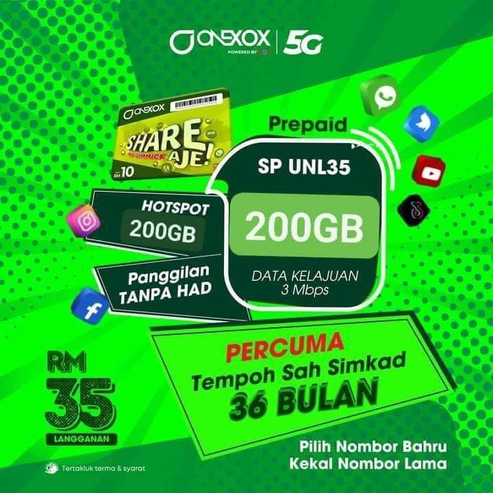 ONEXOX 5G UNL35 Prepaid Unlimited Data+Calls | Shopee Malaysia