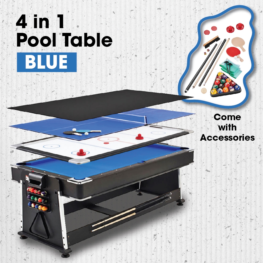 Pool Table 4 in 1 Meja pool tennis Ping pong Air hockey Desk top hoki ...
