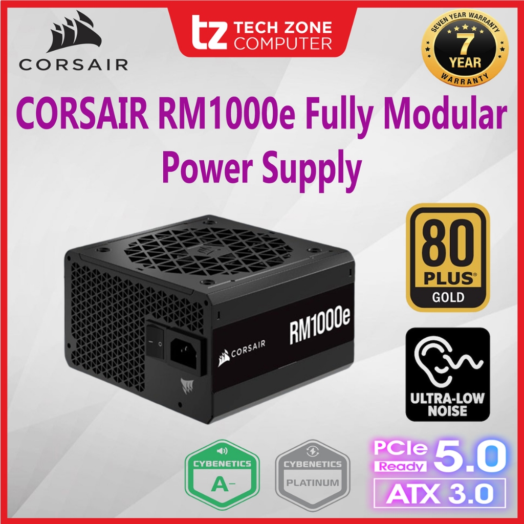CORSAIR RM1000e 1000 Watt ATX 3.0 80 PLUS GOLD Certified Fully Modular ...