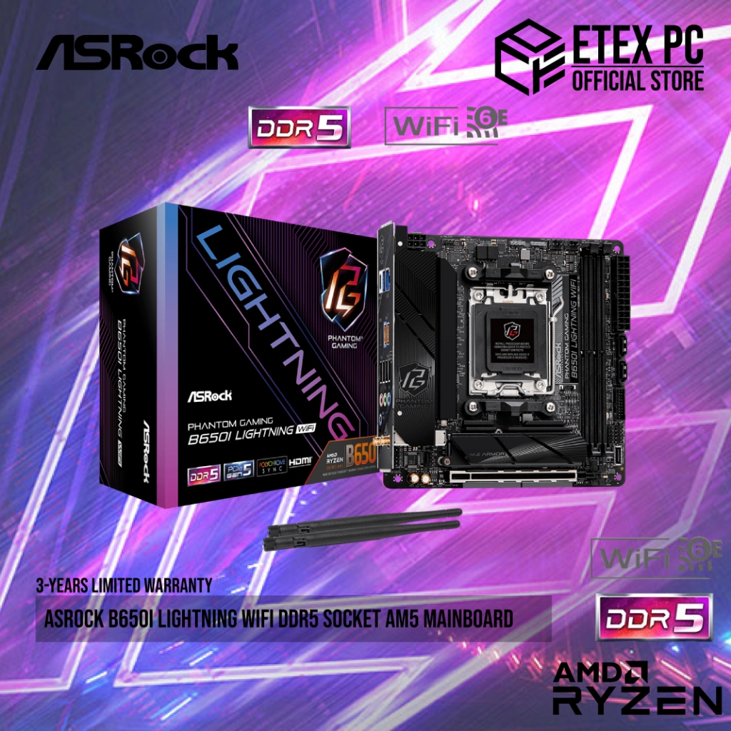 ASRock B650I Lightning WiFi DDR5 Socket AM5 Mainboard # 90-MXBMP0 ...