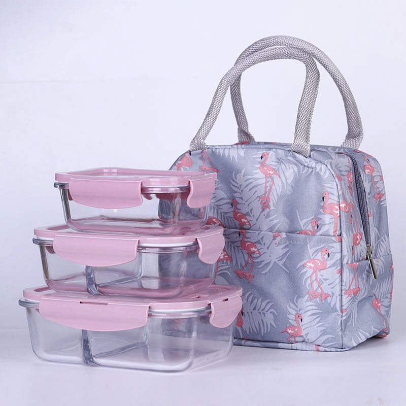 BATHKITCHZ Glass Food Container Combo Set Airtight Microwavable Lunch ...