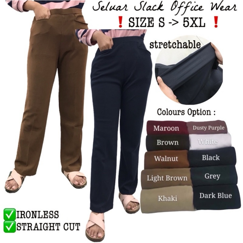Seluar Slack Women Cutting Straight Cut Stretchable Office/Daily Wear ...