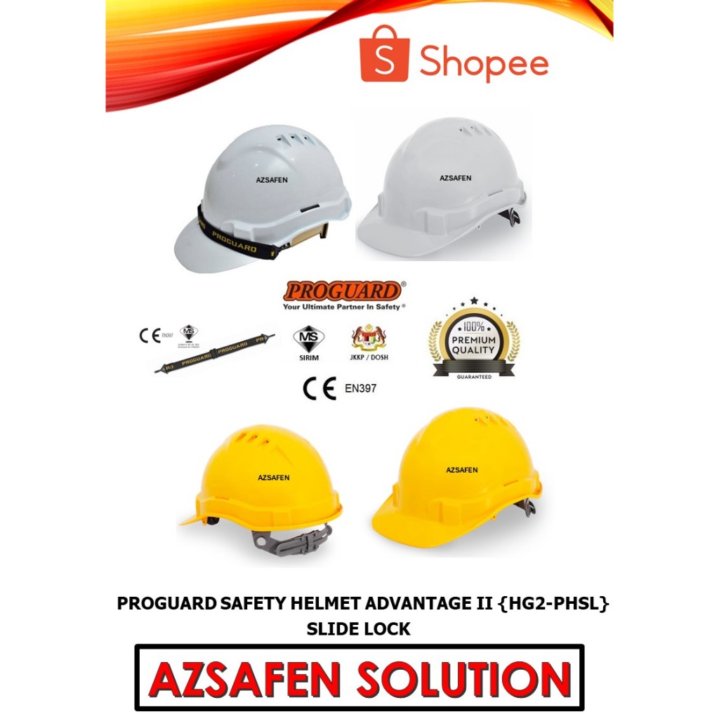 PROGUARD Safety Helmet Advantage II HG2-PHSL Slide Lock c/w PROGUARD ...