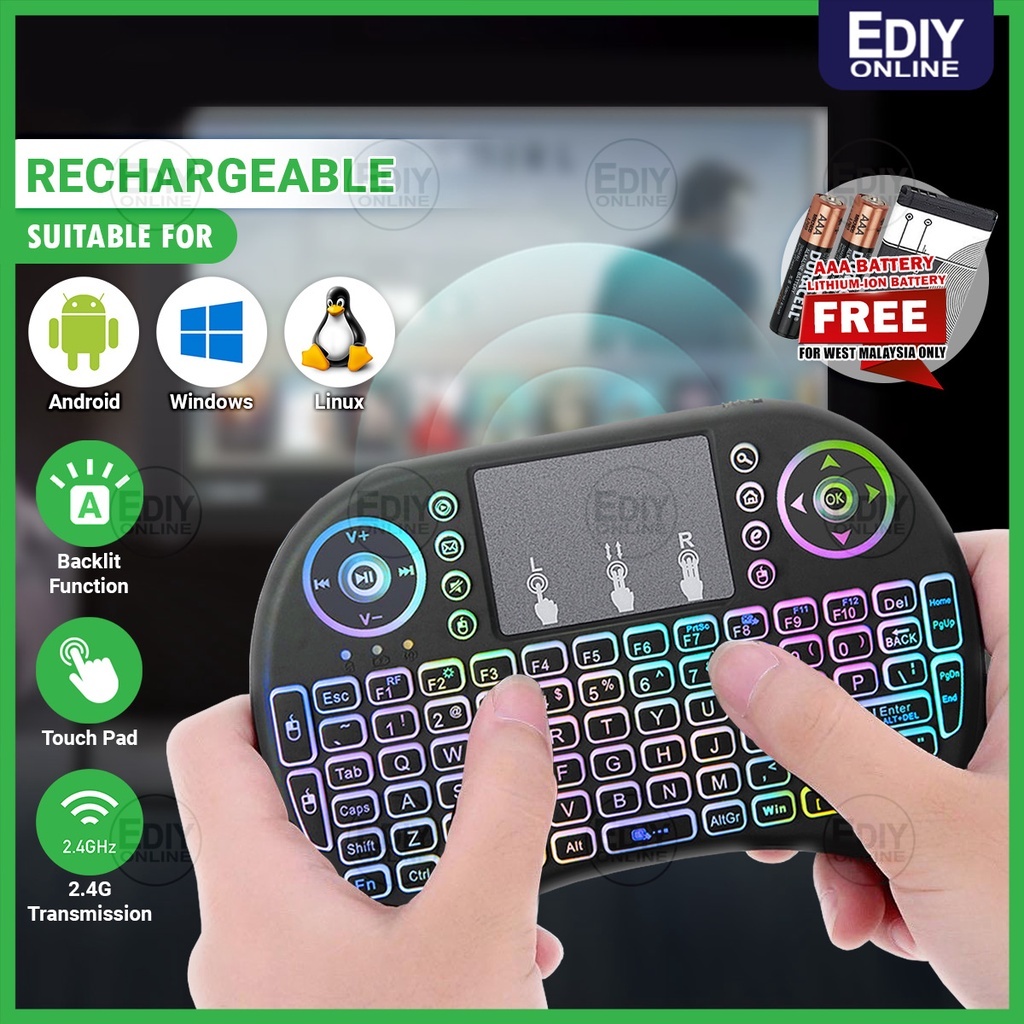 i8 Mini Wireless Keyboard Air Mouse 2.4GHz Remote Control PC Google ...