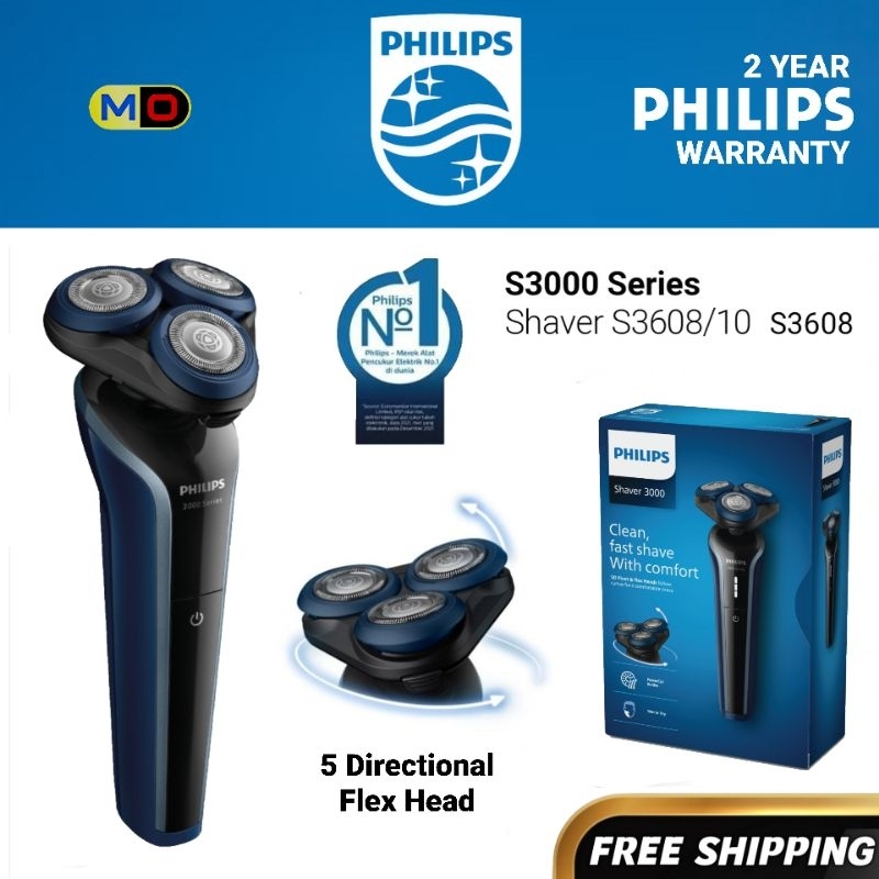 Philips Rechargeable Showerproof Men Shaver Wet & Dry S3608 S3608/10 ...