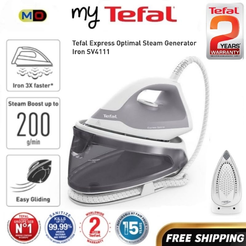 Tefal Steam Station Express Optimal (SV4111) Steam Generator Iron Dry ...