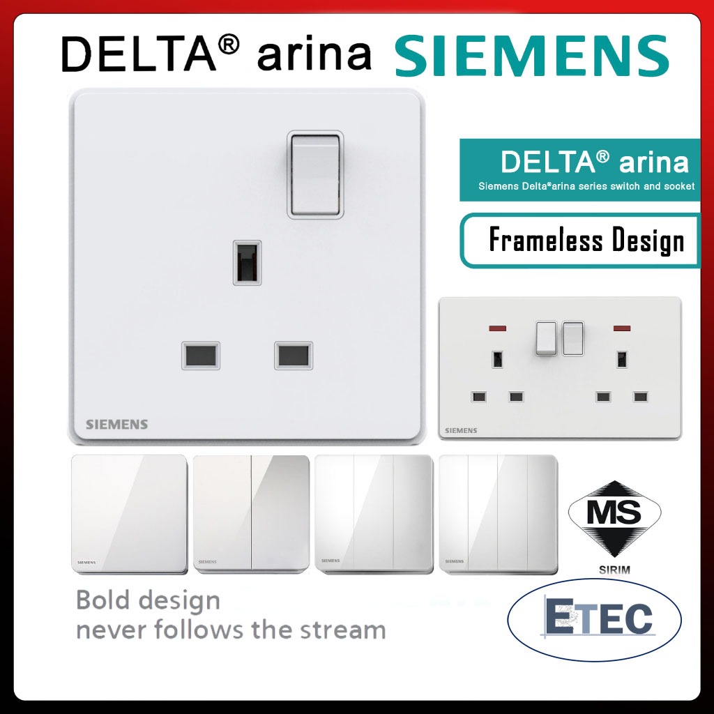 SIEMENS DELTA® ARINA Series Switches Frameless Design - Premium Quality ...