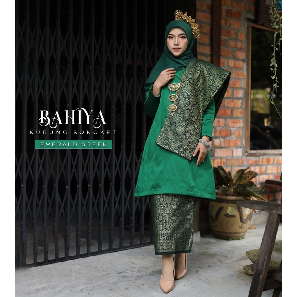 TUNIKMY BAHIYA BAJU KURUNG SONGKET SET BAJU RAYA VIRAL 2024 KAIN SONGKET LEPAS SELENDANG ...