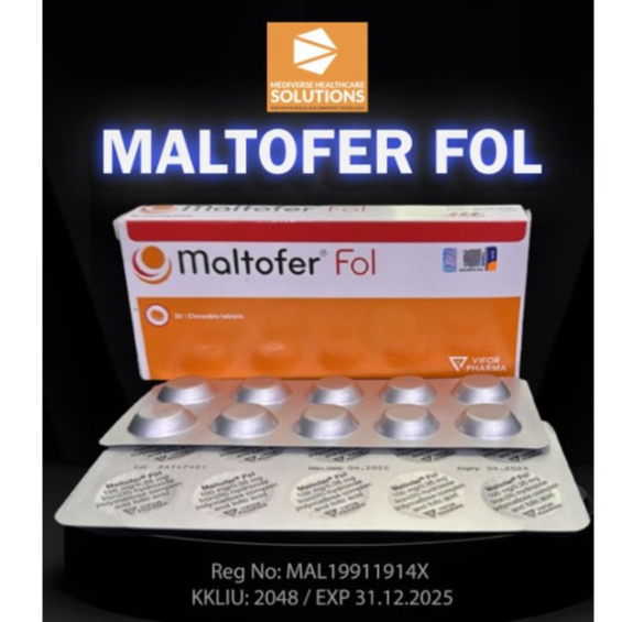 (Exp:06/2024) Maltofer Fol Chewable Iron 100mg Folic Acid 0.35mg Syrup ...