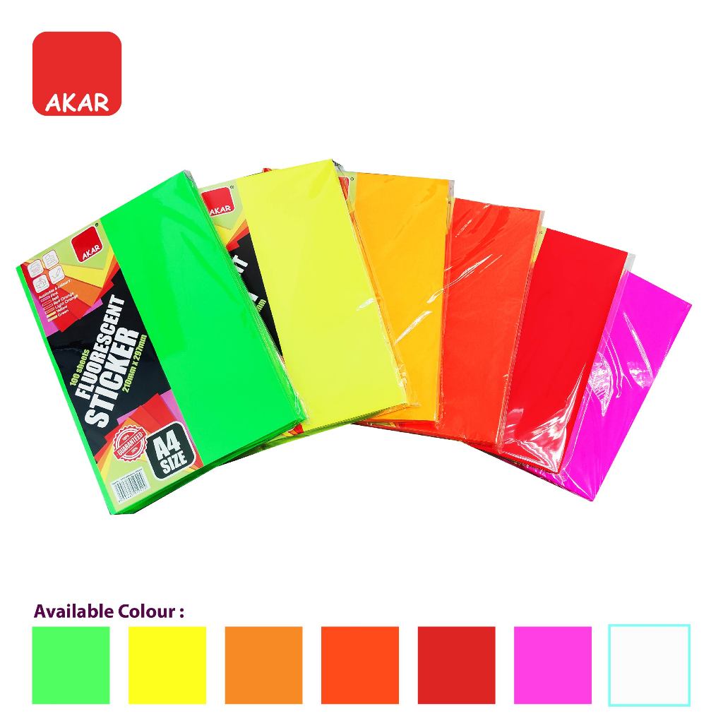 Pelekat Pendarfluor Saiz A4 / 100 Keping (A4 Size Fluorescent Sticker ...