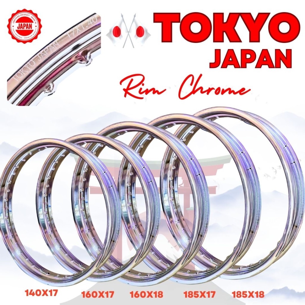 RIM CHROME 140x17 160x17 185x17 160x18 185x18 TOKYO JAPAN MTRL YOKOHAMA ...