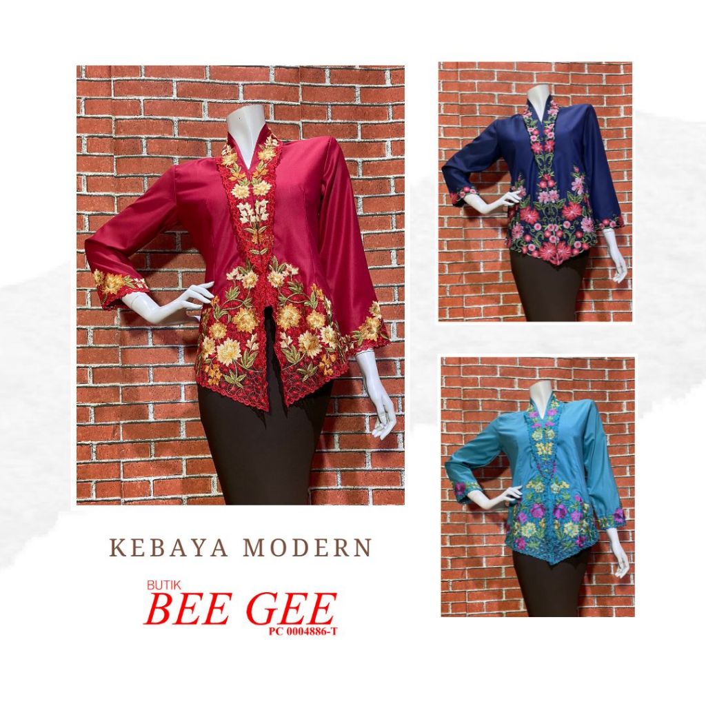 Kebaya Nyonya Modern [Premium Embroidery & Long Sleeve] |Limited ...