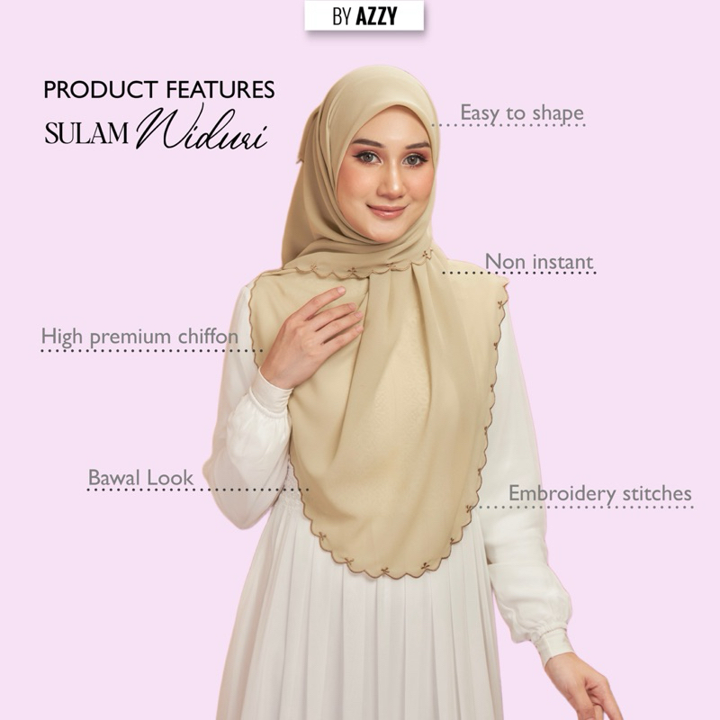 Tudung Raya 2024 | Bawal Sulam Widuri | Material chiffon mudah bentuk ...