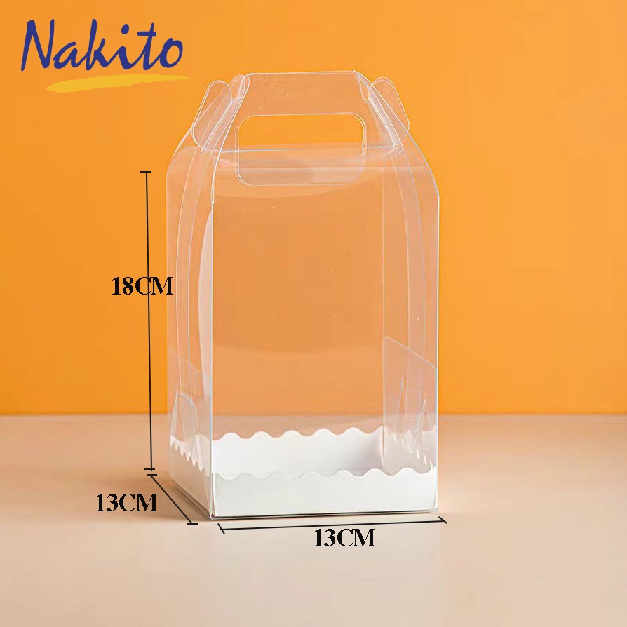 【10/20pcs】Carry Cake Box 5inch 6inch PVC Portable Handle Transparent ...