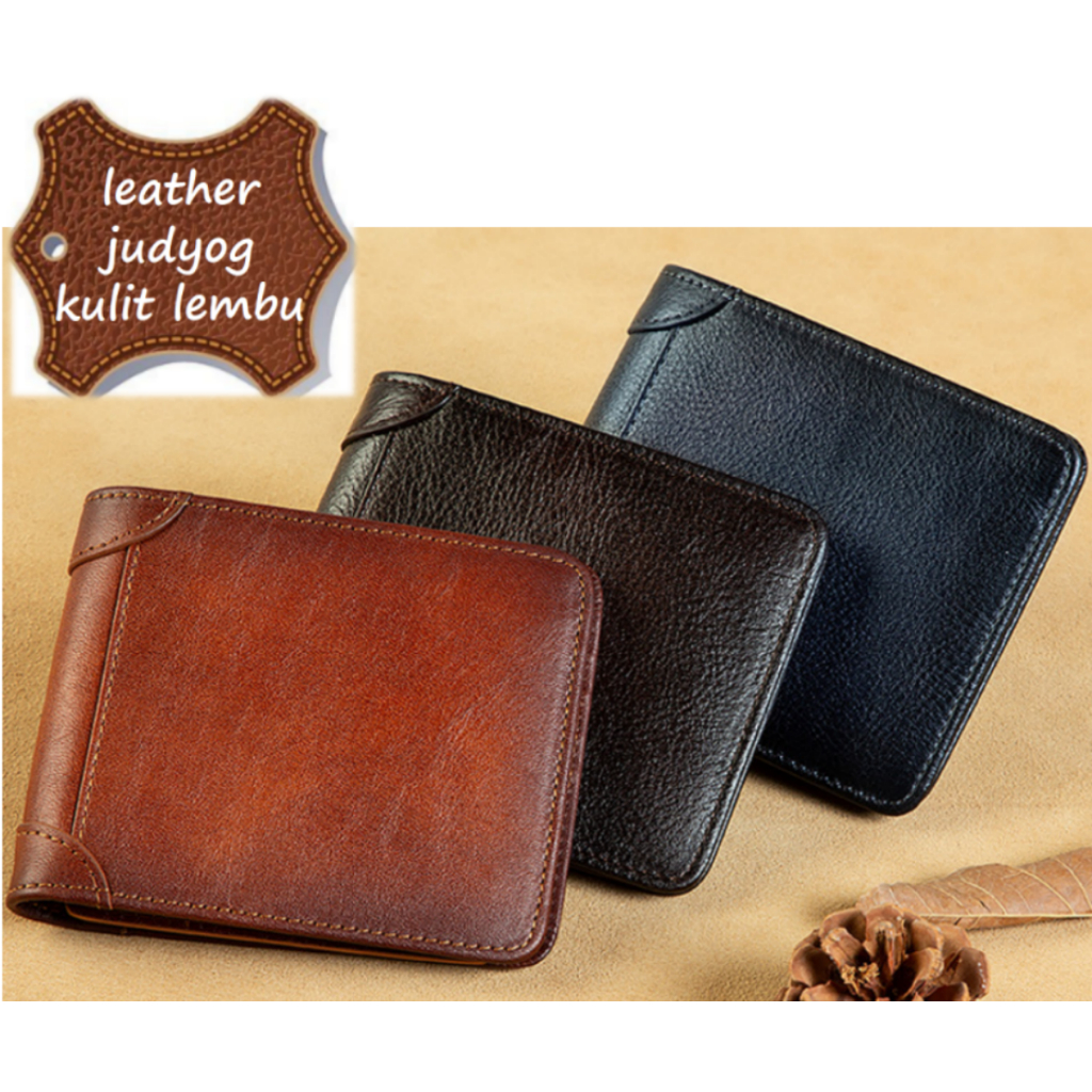 DOMPET LIPAT ONE-LAYER COWHIDE MEN'S WALLET RFID MODEL 67703 | Shopee ...