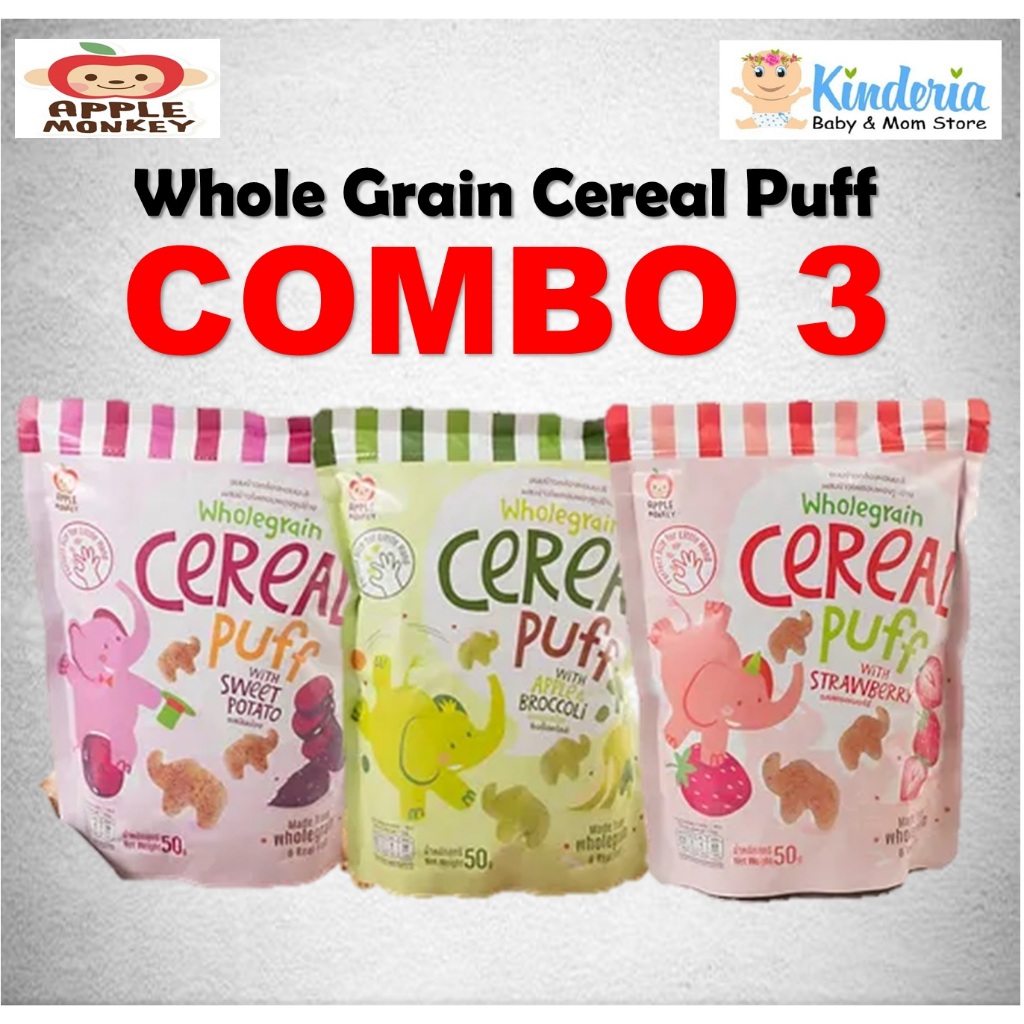 COMBO 3 Apple Monkey Wholegrain Cereal Puff 50g | Shopee Malaysia
