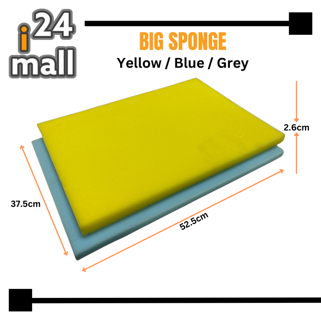 Big Sponge / Span Besar / PU Foam Bidang Besar Yellow 21"x 1" x 15 ...