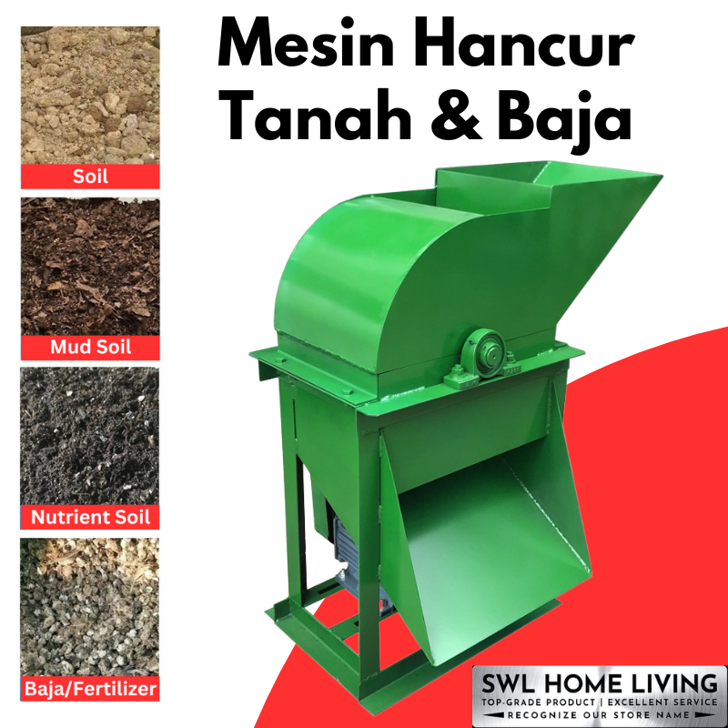 Mesin Hancur Tanah Baja Batu Kelapa Kering Soil Crusher Machine Tinja ...
