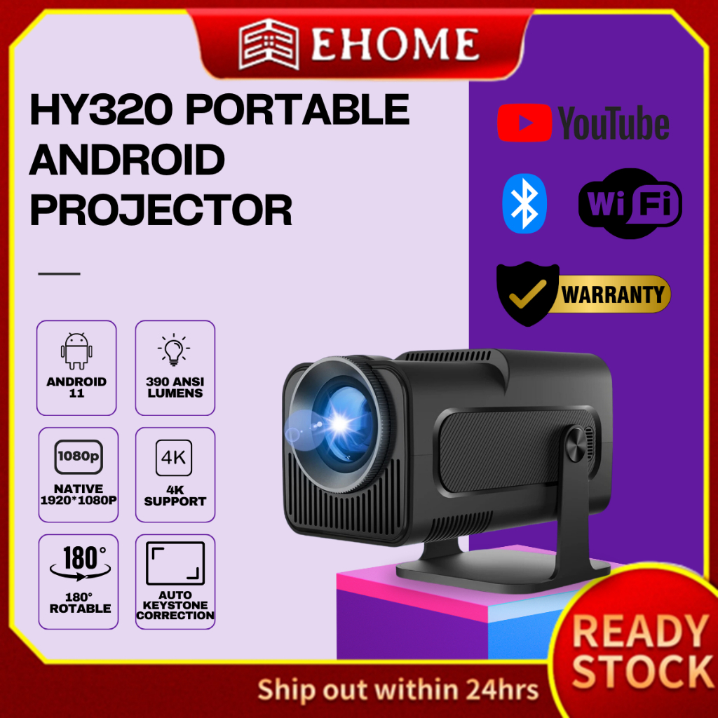 HY320 PORTABLE SMART PROJECTOR WITH built-in speaker | Shopee Malaysia